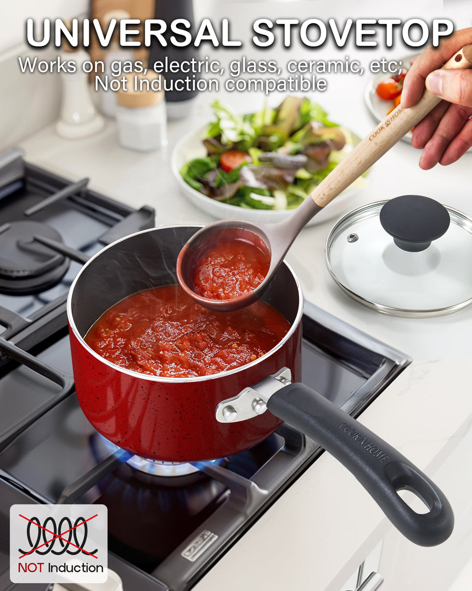 Cook N Home Non Stick Sauce Pan, 3 Quarts Saucepan with Glass Lid, Non ...