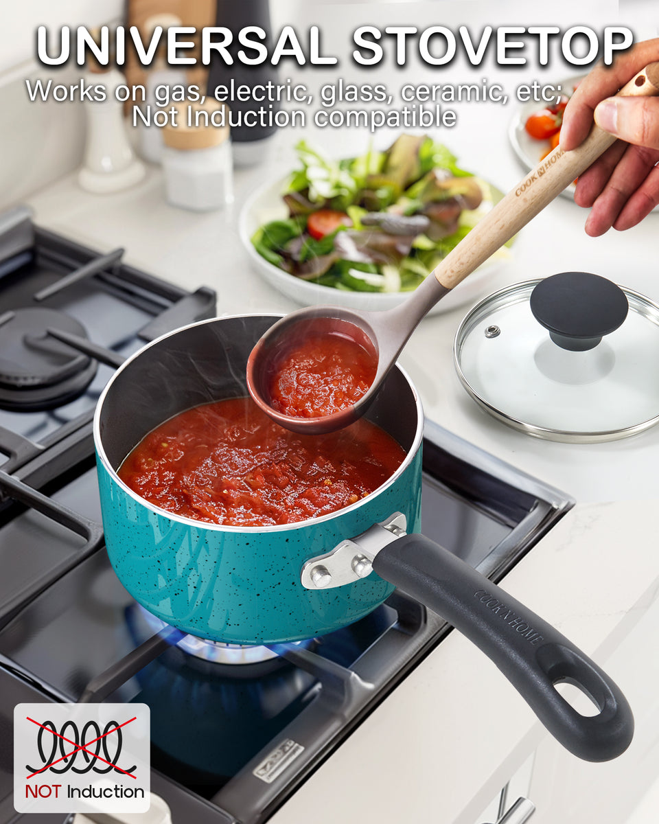 Cook N Home Non Stick Sauce Pan, 1 Quart Saucepan with Glass Lid, Nons ...
