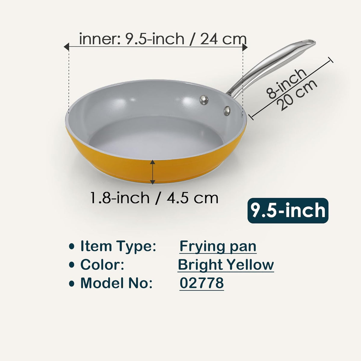 Cook N Home Non Stick Frying Pan, 9.5-inch Skillet Hard Anodized Healt ...
