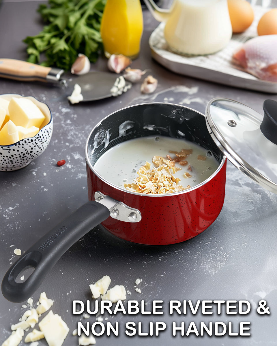 Cook N Home Non Stick Sauce Pan, 2 Quarts Saucepan with Glass Lid, Non ...