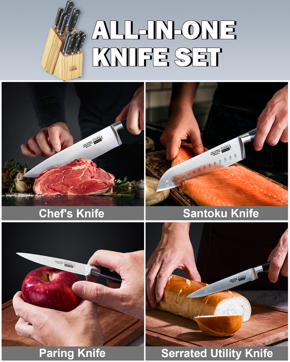 Cooks Standard Kitchen Knife Set with Block 12-Piece, Stainless Steel ...