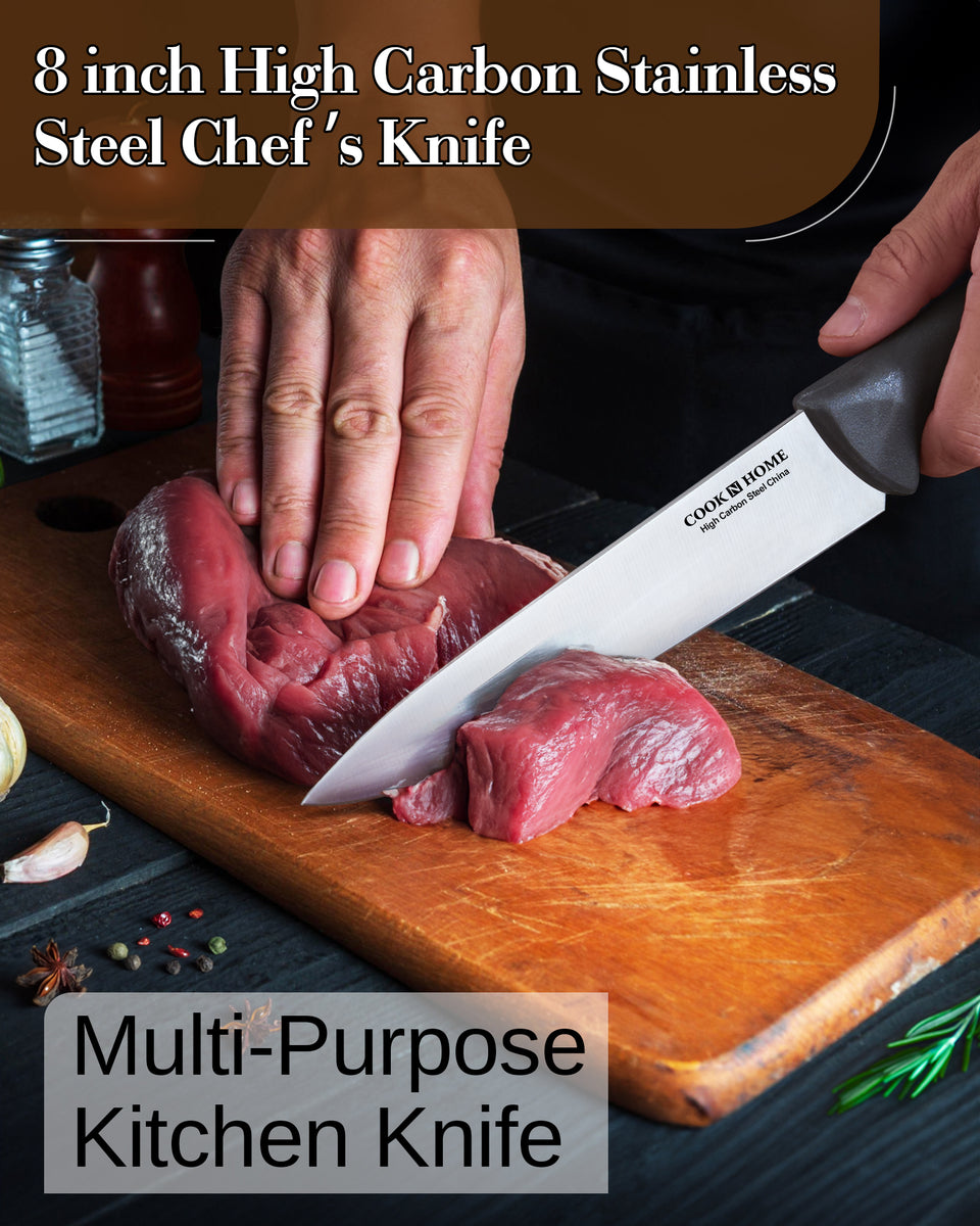Cook N Home Chef's Knife Multi-Purpose 8-Inch, Straight Edge High Carb ...