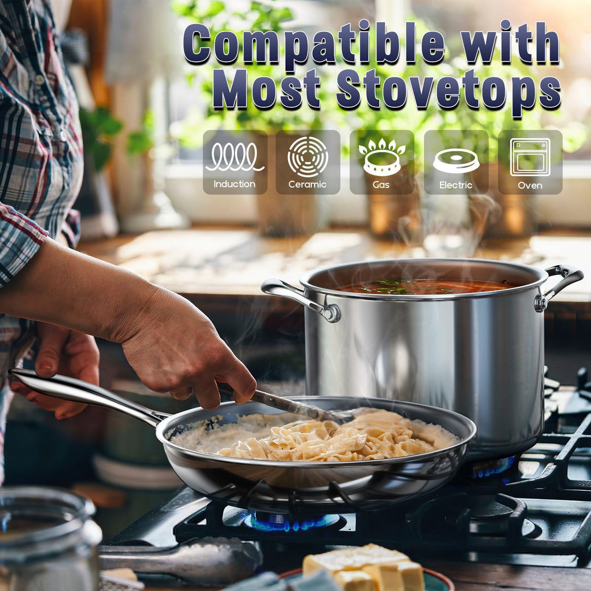 Cooks Standard Stainless Steel Kitchen Cookware Sets 10-Piece, Multi-P ...